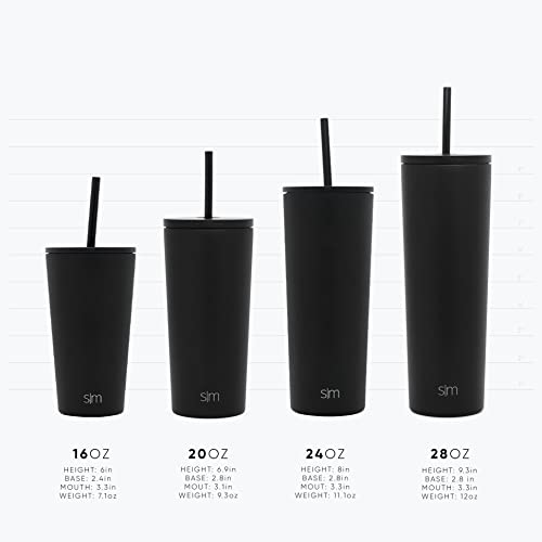 Simple Modern Insulated Tumbler with Lid and Straw | Iced Coffee Cup Reusable Stainless Steel Water Bottle Travel Mug | Gifts for Women Men Her Him | Classic Collection | 24oz | Winter White