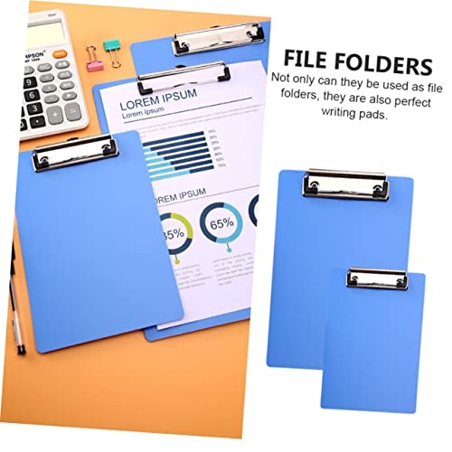 STOBOK 4pcs Folder Nursing Clip Board Small Clipboards Office Clipboard Restaurant Clipboard Menu Cover Board Writing Support Business Agent Writing Board Exam Paper Clips Letter Blue A4