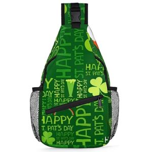 st. patrick's day shamrocks clovers sling backpack st. patrick's day crossbody bag hiking backpack casual daypack