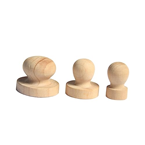 TEHAUX 5pcs Drawer Pulls and Knobs Dresser Knobs Wood Embossing Stamp Wood Drawer Pulls Wooden Drawer Pulls Plant Kit DIY Stamp Wooden Seal Crafts Handle Puppet Clay Wooden Furniture