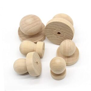 TEHAUX 5pcs Drawer Pulls and Knobs Dresser Knobs Wood Embossing Stamp Wood Drawer Pulls Wooden Drawer Pulls Plant Kit DIY Stamp Wooden Seal Crafts Handle Puppet Clay Wooden Furniture