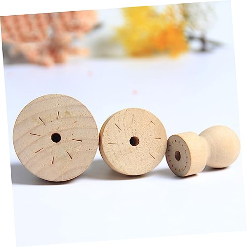 TEHAUX 5pcs Drawer Pulls and Knobs Dresser Knobs Wood Embossing Stamp Wood Drawer Pulls Wooden Drawer Pulls Plant Kit DIY Stamp Wooden Seal Crafts Handle Puppet Clay Wooden Furniture