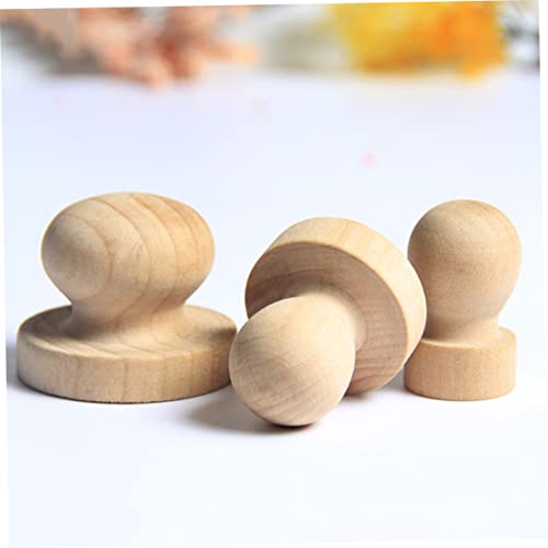 TEHAUX 5pcs Drawer Pulls and Knobs Dresser Knobs Wood Embossing Stamp Wood Drawer Pulls Wooden Drawer Pulls Plant Kit DIY Stamp Wooden Seal Crafts Handle Puppet Clay Wooden Furniture