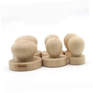 TEHAUX 5pcs Drawer Pulls and Knobs Dresser Knobs Wood Embossing Stamp Wood Drawer Pulls Wooden Drawer Pulls Plant Kit DIY Stamp Wooden Seal Crafts Handle Puppet Clay Wooden Furniture