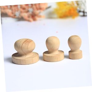 TEHAUX 5pcs Drawer Pulls and Knobs Dresser Knobs Wood Embossing Stamp Wood Drawer Pulls Wooden Drawer Pulls Plant Kit DIY Stamp Wooden Seal Crafts Handle Puppet Clay Wooden Furniture