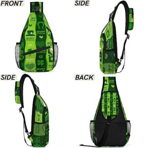 Happy St Patrick Day Clovers Sling Backpack St. Patrick's Day Crossbody Bag Hiking Backpack Casual Daypack