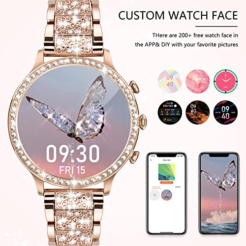 JENYNG Smart Watches for Women (Answer/Make Call) for Android iOS Phones 1.32" HD Full Touch Screen Fitness Tracker Heart Rate Sleep Monitoring AI Voice Control Pedometer