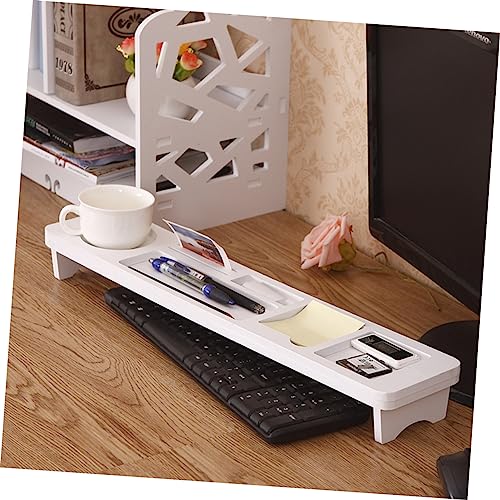 NUOBESTY Home Board Desktop Organizer White Office Desktop Organizer Rack Desktop Tray Storage Rack Keyboard Stand It Can Move Tray Office Removable Keyboard Rack