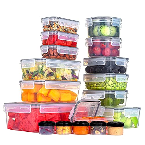 KAGUYA Lazy Susan Organizer Non-Skid Turntable 4 Pack 8/10/11/12 inch and 36 pcs Plastic Food Storage Containers with Lids, 1.4 Oz - 84.5 Oz