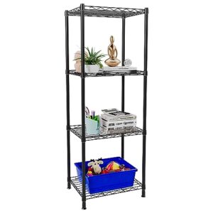 YisanCrafts 4 Tier Fixed Layer Spacing Storage Shelf Metal Storage Rack Wire Shelving Unit Storage Shelves Metal 528Lbs Capacity 17" L x 13" W x 47" H for Pantry Closet Kitchen Laundry Black