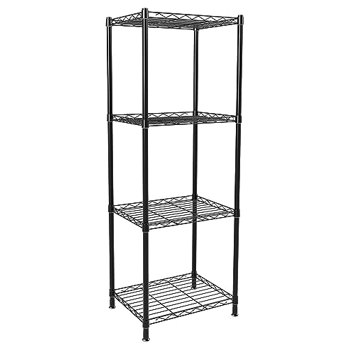 YisanCrafts 4 Tier Fixed Layer Spacing Storage Shelf Metal Storage Rack Wire Shelving Unit Storage Shelves Metal 528Lbs Capacity 17" L x 13" W x 47" H for Pantry Closet Kitchen Laundry Black