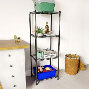 YisanCrafts 4 Tier Fixed Layer Spacing Storage Shelf Metal Storage Rack Wire Shelving Unit Storage Shelves Metal 528Lbs Capacity 17" L x 13" W x 47" H for Pantry Closet Kitchen Laundry Black