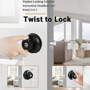 EASILOK Deadbolt Lock, E4 Twist-to-Lock Front Door Lock Keyless Heavy Duty Single Cylinder Deadbolt High Security with Unpickable Night Latch &Anti-Mislock Button, Zinc Alloy, Black