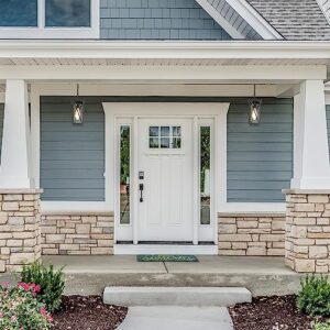 Outdoor Pendant Light Fixture, Farmhouse Exterior Hanging Lights with Water Ripple Glass, Black Ceiling Outdoor Rectangle Hanging Lantern Light for Front Door, Entry, Porch, and Gazebo