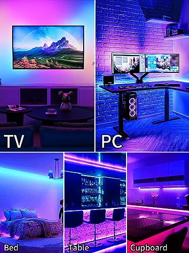 GIPOYENT TV LED Lights, 13.1ft TV LED Lights for 40-65 Inch, LED TV Behind with Bluetooth Function - RGB Color Changing Light Strip for Home Theater