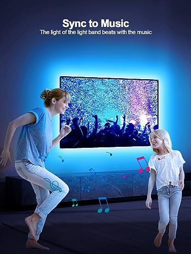 GIPOYENT TV LED Lights, 13.1ft TV LED Lights for 40-65 Inch, LED TV Behind with Bluetooth Function - RGB Color Changing Light Strip for Home Theater