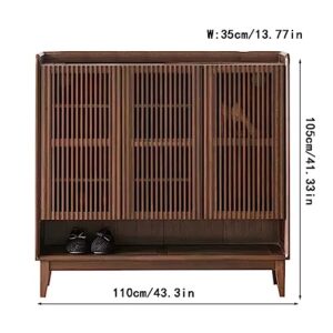 Freestanding Shoe Rack Locker Solid Wood Shoe Cabinet Modern Light Luxury Nordic Black Walnut Home Porch Cabinet Partition Cabinet Shoe Rack for Entryway Multifunctional Locker