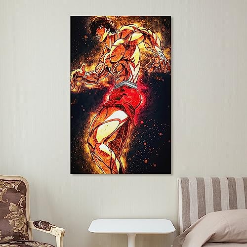 Baki Hanma Poster Baki The Grappler Painting On Canvas Wall Art Poster Scroll Picture Print Living Room Walls Decor Home Posters 12x18inch(30x45cm)