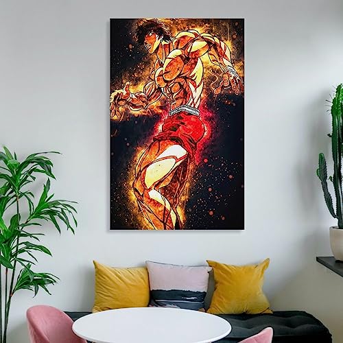 Baki Hanma Poster Baki The Grappler Painting On Canvas Wall Art Poster Scroll Picture Print Living Room Walls Decor Home Posters 12x18inch(30x45cm)