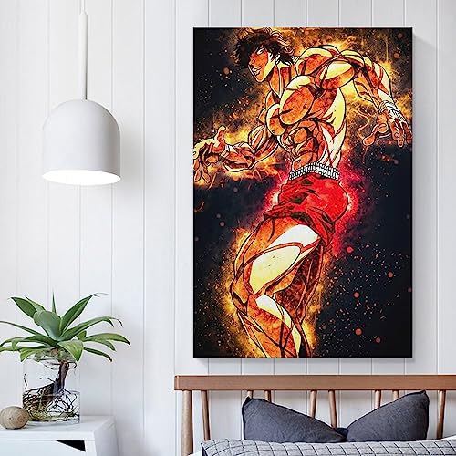 Baki Hanma Poster Baki The Grappler Painting On Canvas Wall Art Poster Scroll Picture Print Living Room Walls Decor Home Posters 12x18inch(30x45cm)