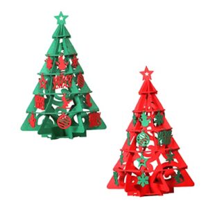 bestoyard 2pcs christmas tree holiday party decoration table small xmas tree christmas table centerpieces artificial snow pine tree miniature pine tree xmas pine tree ornaments delicate felt