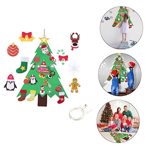 Toyvian Felt Christmas Tree Blush Set Lip Gloss Set Bling Decor Felt Xmas Tree Toddler Ornament Childrens Nativity Set for Kids Christmas Wall Hanging Xmas Decorations 3D DIY Felt Ornament