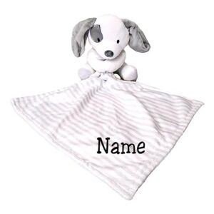 sona g designs personalized baby lovey puppy dog security blanket (white puppy with embroidered name)