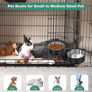 Dog Crate Water Bowl, 2 Pack No Spill Hanging Kennel Pet Cage Bowl Accessories, Mountable Big Stainless Steel Dog Food Water Dispenser Dish Feeder Coop Cup for Cat Puppy Bunny Bird Guinea Pig Ferret