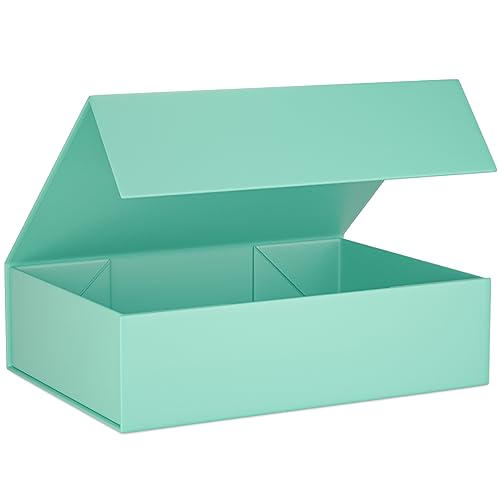 PSHVYM Gift Boxes with Lids, 11.5x7.8x3 In Tiffany Blue Gift Box for Presents Magnetic Closure for T-Shirts, Gloves, Scarves, Books, Baby Clothes, Robes Clothing Gift Wrap, Contains Card, Ribbon