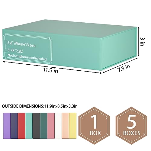 PSHVYM Gift Boxes with Lids, 11.5x7.8x3 In Tiffany Blue Gift Box for Presents Magnetic Closure for T-Shirts, Gloves, Scarves, Books, Baby Clothes, Robes Clothing Gift Wrap, Contains Card, Ribbon