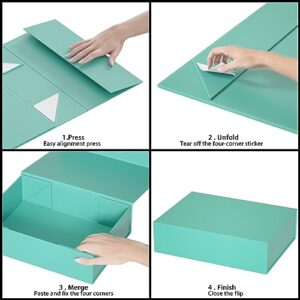 PSHVYM Gift Boxes with Lids, 11.5x7.8x3 In Tiffany Blue Gift Box for Presents Magnetic Closure for T-Shirts, Gloves, Scarves, Books, Baby Clothes, Robes Clothing Gift Wrap, Contains Card, Ribbon