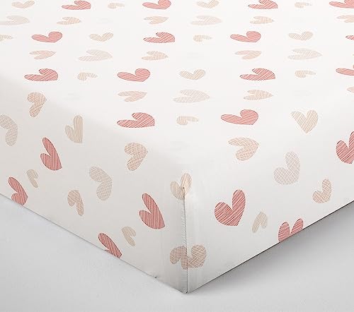 Bedward 100% Cotton (Excluding Quilt Filling) 3 Piece Baby, Toddler Crib Bedding Set ; Includes Fitted Sheet, Bed Skirt and Comforter Quilt for Nursery (Hearts)