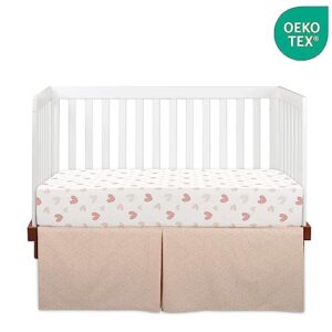 Bedward 100% Cotton (Excluding Quilt Filling) 3 Piece Baby, Toddler Crib Bedding Set ; Includes Fitted Sheet, Bed Skirt and Comforter Quilt for Nursery (Hearts)