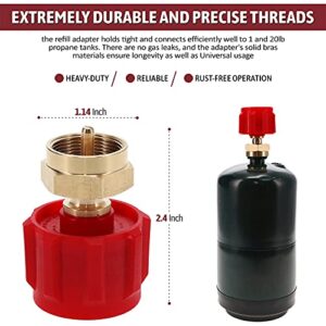 Megamaster 820-0065C 1 Burner Portable Gas Grill, Red + Black & GasOne Propane Refill Adapter - Fill 1lb Propane Tank from 20lb Propane Tank - Red