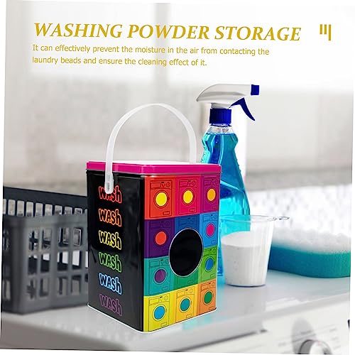 Alipis Washing Powder Storage Bucket Snack Containers Laundry Container Metal Container with Lid Laundry Dispenser Laundry Bead Storage Organizer Powder Container Iron