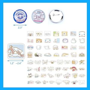 Cute Cinnamoroll School Supplies Set Kawaii Office Supplies Gift Set Including Gel Ink Roller Pens Stickers Pencil Case ID Badge Stickers Button Pins Key Chain Phone Chain Phone Ring Holder