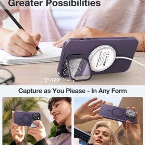 Facbiny for iPhone 14 Pro Max Case with Stand, Compatible with MagSafe, Full Camera Cover Protection with 9H HD Tempered Glass, Military-Grade Protection, Magnetic Kickstand Phone Case, Purple