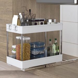 szipjamp metal under sink organiser 2-tier sliding rail cabinet organizer sturdy under sink organizers and stable storage for kitchen bathroom