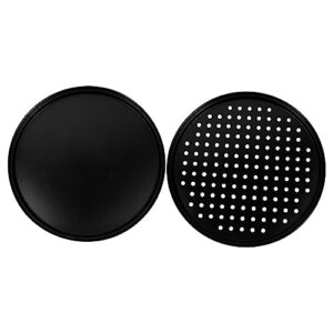 hemoton 2pcs non-stick pizza pan nonstick toast pie crisper tray pizza baking tray muffin tray bread loaf pans for baking oven tray home baking tray baking pan set bakeware pan black tool