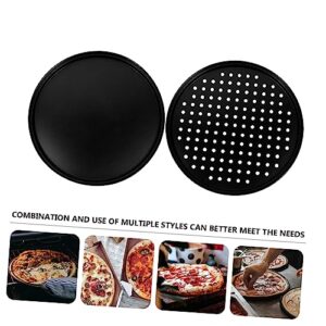 Hemoton 2pcs Non-stick Pizza Pan Nonstick Toast Pie Crisper Tray Pizza Baking Tray Muffin Tray Bread Loaf Pans for Baking Oven Tray Home Baking Tray Baking Pan Set Bakeware Pan Black Tool