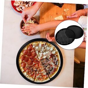 Hemoton 2pcs Non-stick Pizza Pan Nonstick Toast Pie Crisper Tray Pizza Baking Tray Muffin Tray Bread Loaf Pans for Baking Oven Tray Home Baking Tray Baking Pan Set Bakeware Pan Black Tool