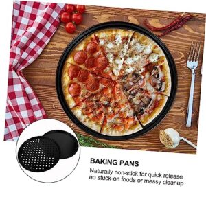 Hemoton 2pcs Non-stick Pizza Pan Nonstick Toast Pie Crisper Tray Pizza Baking Tray Muffin Tray Bread Loaf Pans for Baking Oven Tray Home Baking Tray Baking Pan Set Bakeware Pan Black Tool