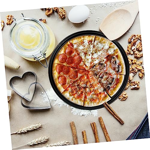 Hemoton 2pcs Non-stick Pizza Pan Nonstick Toast Pie Crisper Tray Pizza Baking Tray Muffin Tray Bread Loaf Pans for Baking Oven Tray Home Baking Tray Baking Pan Set Bakeware Pan Black Tool