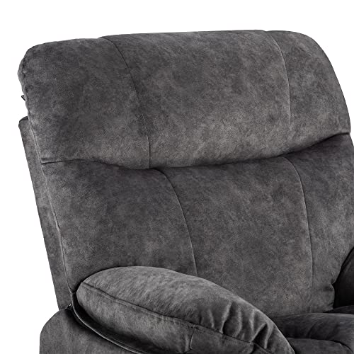 HOMYEDAMIC Heated Rocker Recliner Chair with Massage for Adults Elderly, Oversized Wide Lazyboy 360°Swivel Adjustable Ergonomic Lounge Fabric Theater Sofa for Home Living Room Bedroom(Grey)