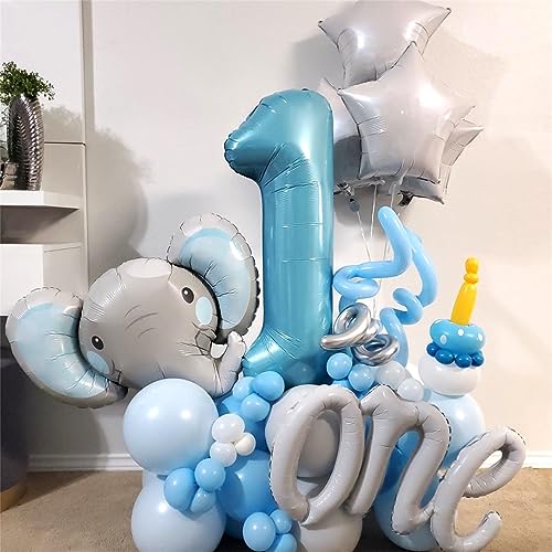 3rd Birthday Number Balloons for Kids, 40 Inch Foil Number 3 Balloons, Pastel Blue Large Self Inflating Number Balloons for Boys Men 30th Birthday Party Anniversary Party Decoration Supplies