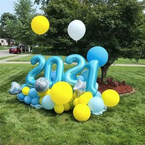 3rd Birthday Number Balloons for Kids, 40 Inch Foil Number 3 Balloons, Pastel Blue Large Self Inflating Number Balloons for Boys Men 30th Birthday Party Anniversary Party Decoration Supplies