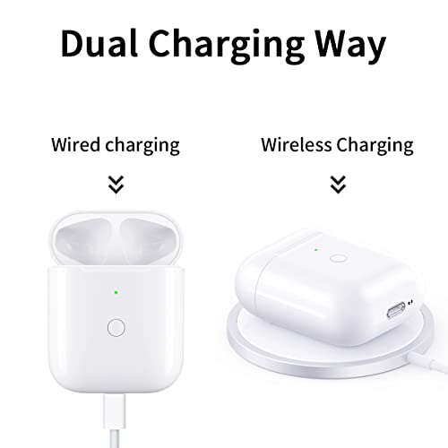 Wireless Charging Case Compatible for AirPods 1/2, Charger Replacement Cases Compatible with AirPods 1/2, Support Bluetooth Pairing and Sync Button(Earbuds Not Included)