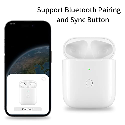 Wireless Charging Case Compatible for AirPods 1/2, Charger Replacement Cases Compatible with AirPods 1/2, Support Bluetooth Pairing and Sync Button(Earbuds Not Included)