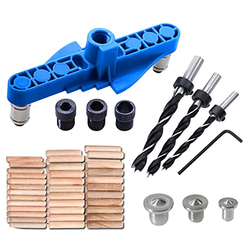 YANHAO Dowel Jig with Center Scriber 71 Pcs Handheld Dowel Jig Kit Adjustable Punch Locator with Wood Dowels Pins Drill Bits