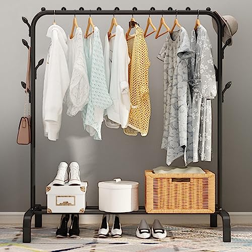 GIFZES Clothing Rack Clothes Rack,Metal Clothing Garment Rack,Heavy Duty Clothes Stand Rack with Bottom Shelf for Hanging Clothes, Coats, Skirts, Shirts, Sweaters Black